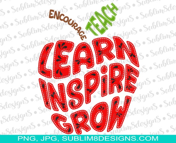 Learn Inspire Grow PNG and JPG ONLY - Etsy