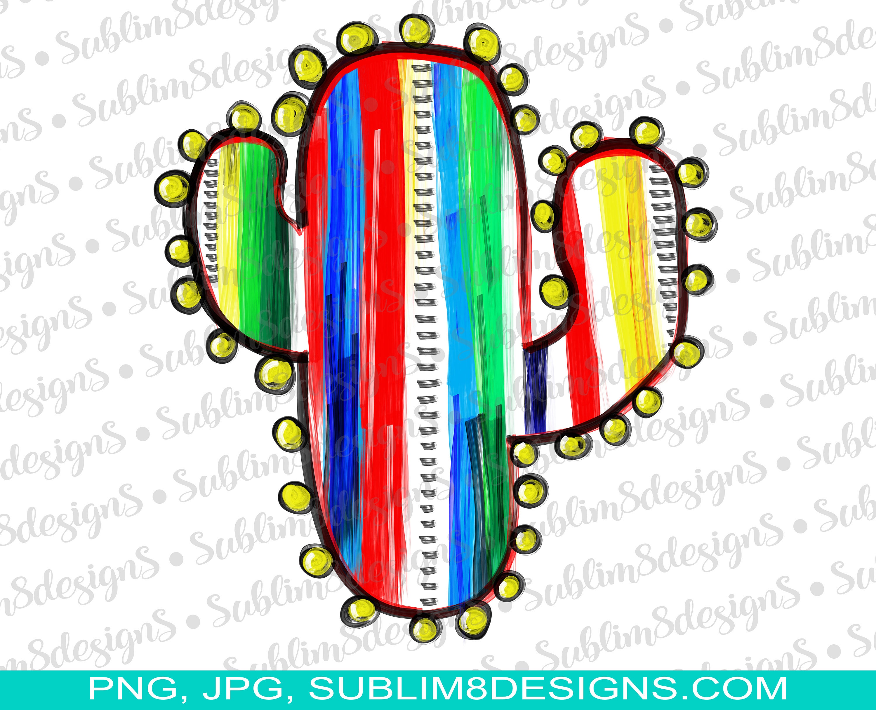 Painted Serape Cactus PNG and JPG ONLY - Etsy