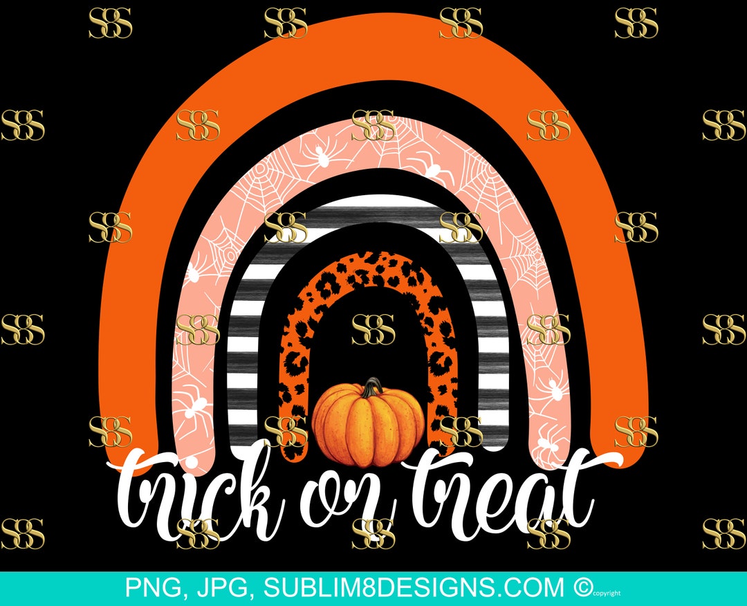 Trick or Treat Halloween Rainbow Pumpkin Rainbow Orange Rainbow Design ...