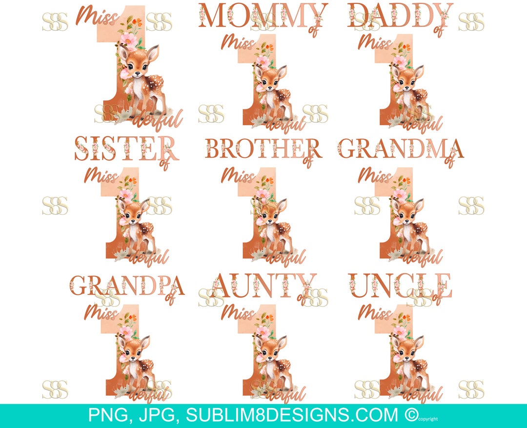 Miss One Derful Family Design Sublimation Image Bundle PNG and JPG ONLY ...