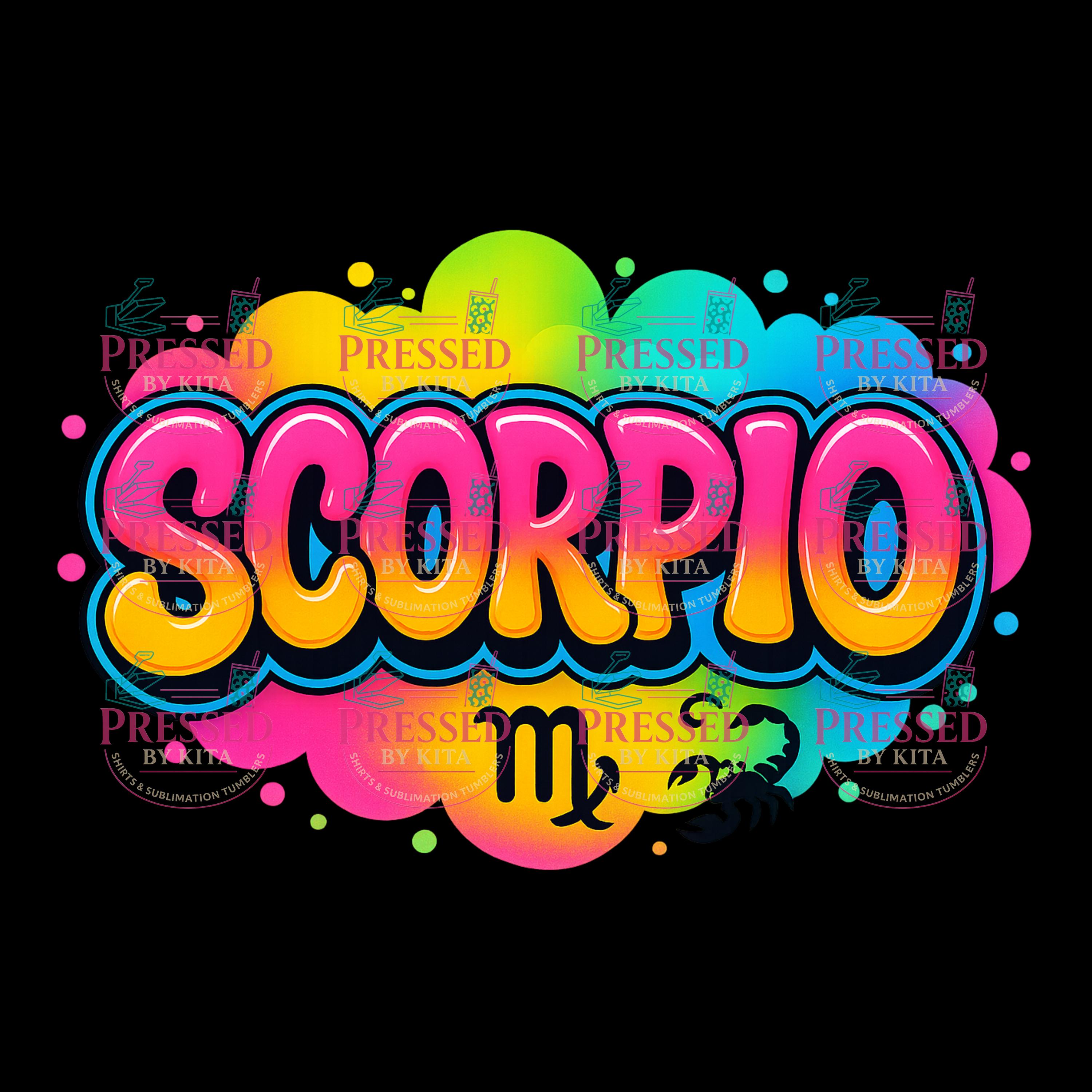 Retro Rainbow Scorpio Zodiac PNG: Groovy Astrology Design (digital ...