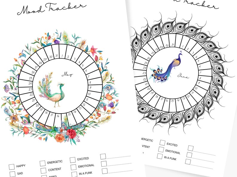 Mood Tracker Bundle Pack Printable, DBT Mood Chart Journal Self Care ...