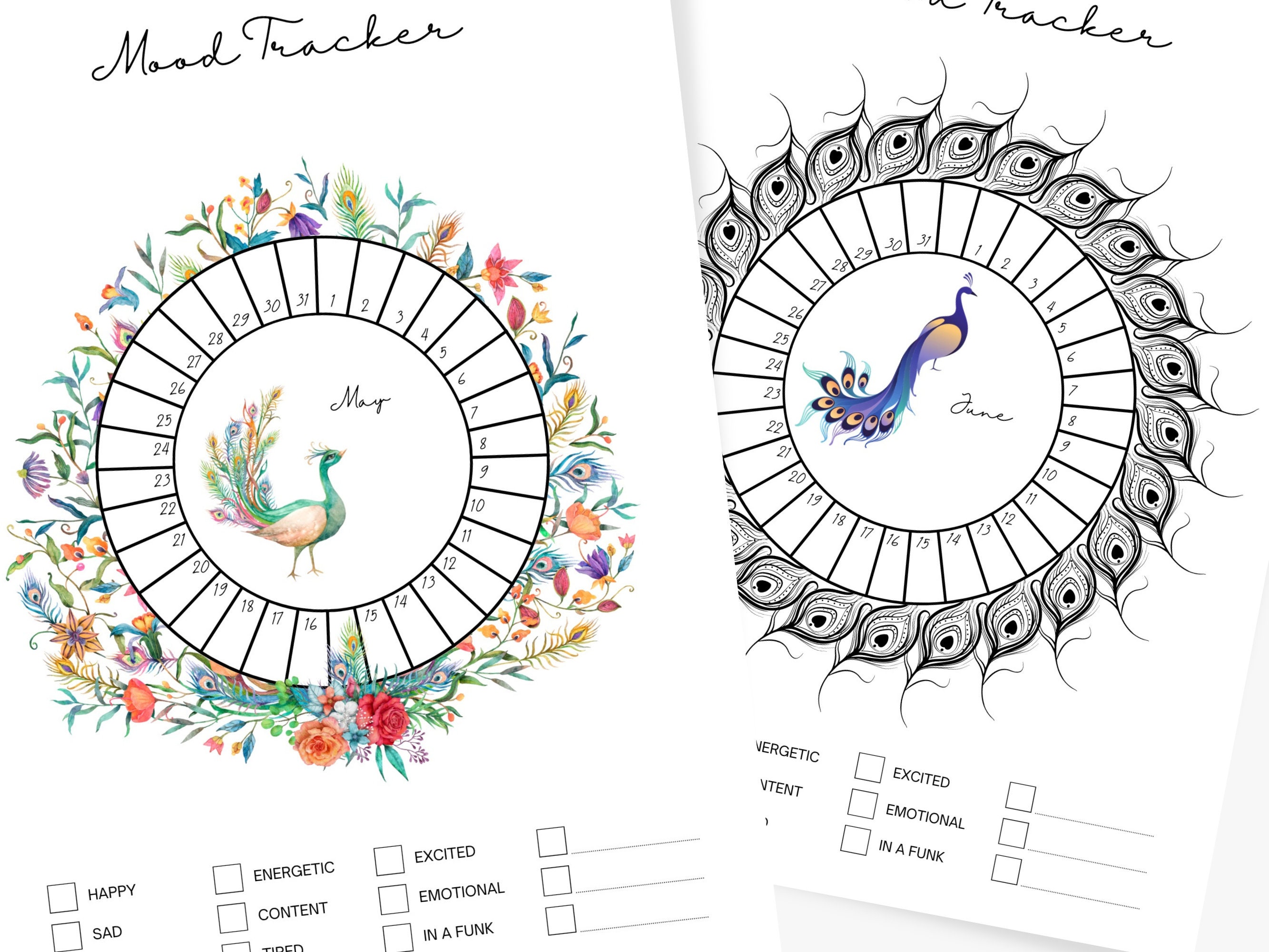 Mood Tracker Bundle Pack Printable, DBT Mood Chart Journal Self Care ...