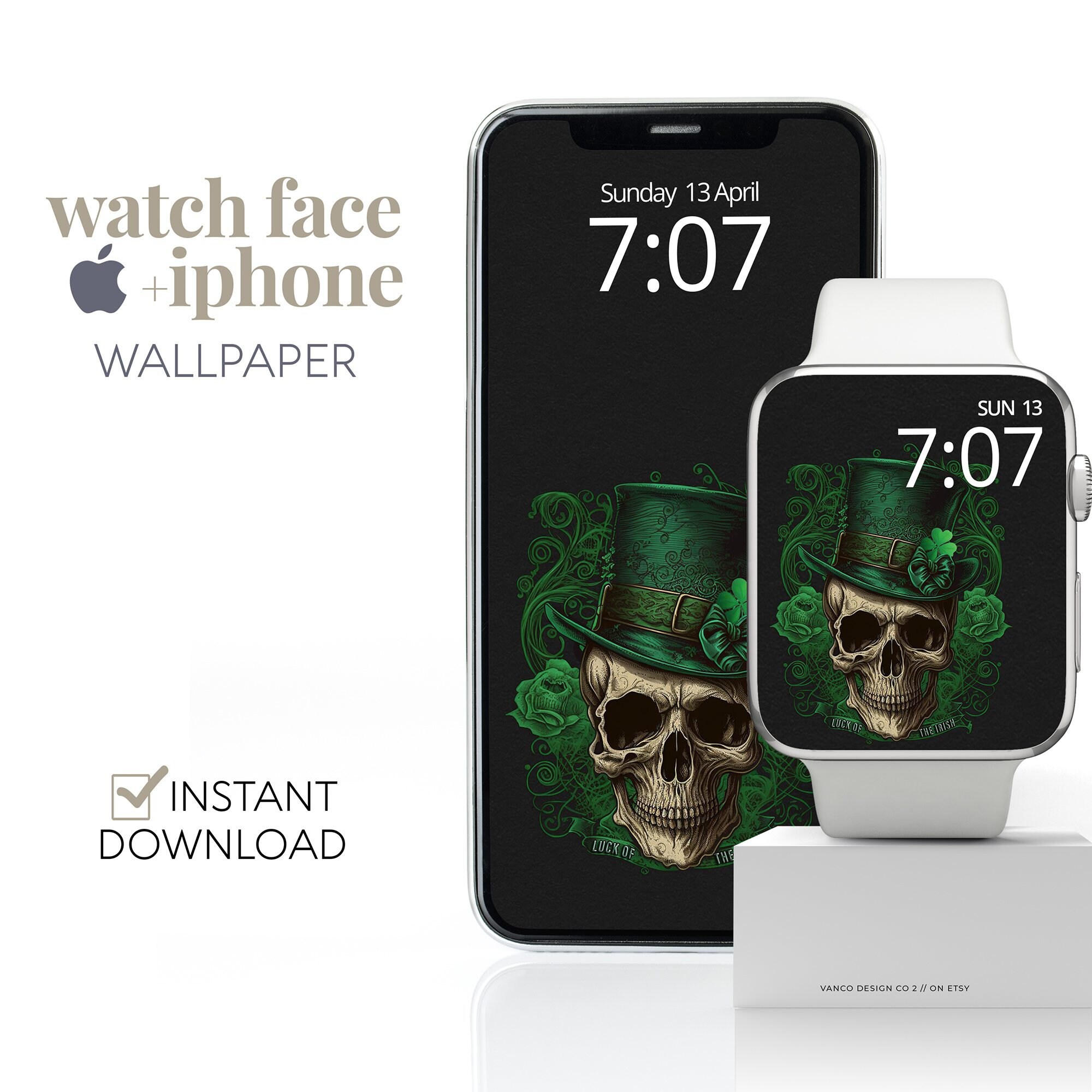 St Patricks Day Apple Watch Wallpaper, Leprechaun Skull Smartwatch ...