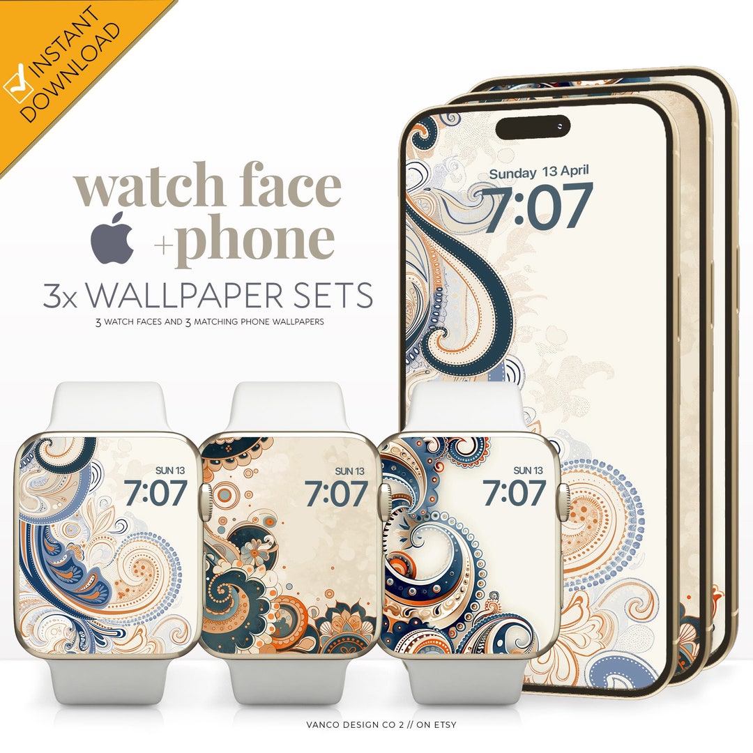 Paisley Apple Watch & Phone Wallpaper, Groovy Boho Decorative Artsy ...