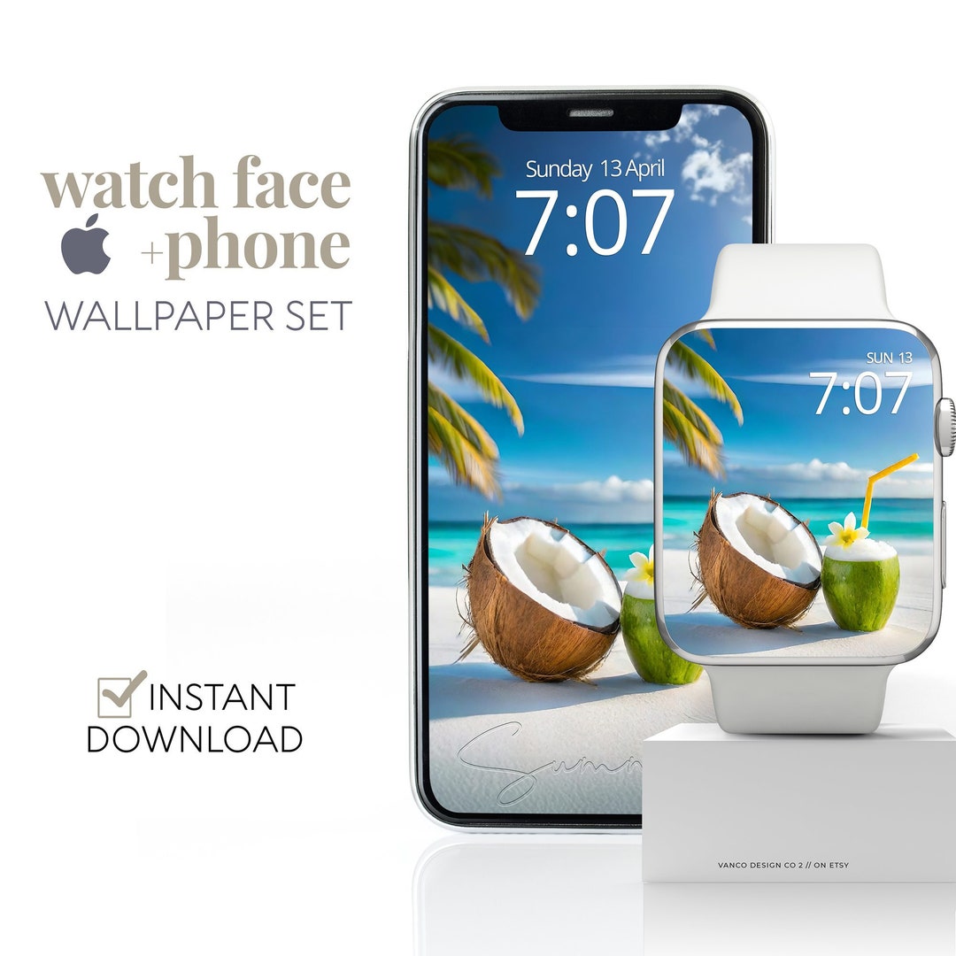 Summer Phone & Apple Watch Wallpaper, Vacation Vibe Tropical Sandy ...
