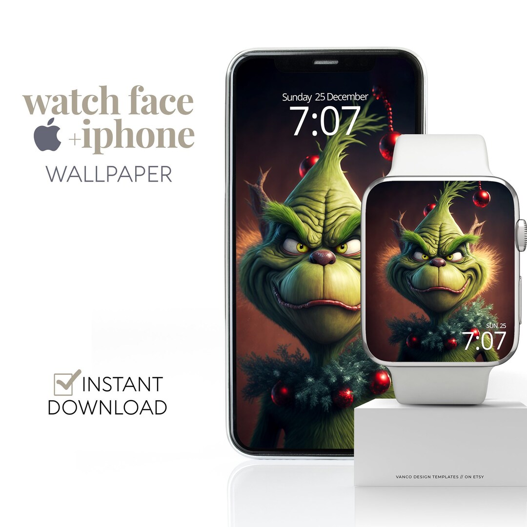 Christmas Grinch Apple Watch Wallpaper, Grinch Watch Face, Festive ...