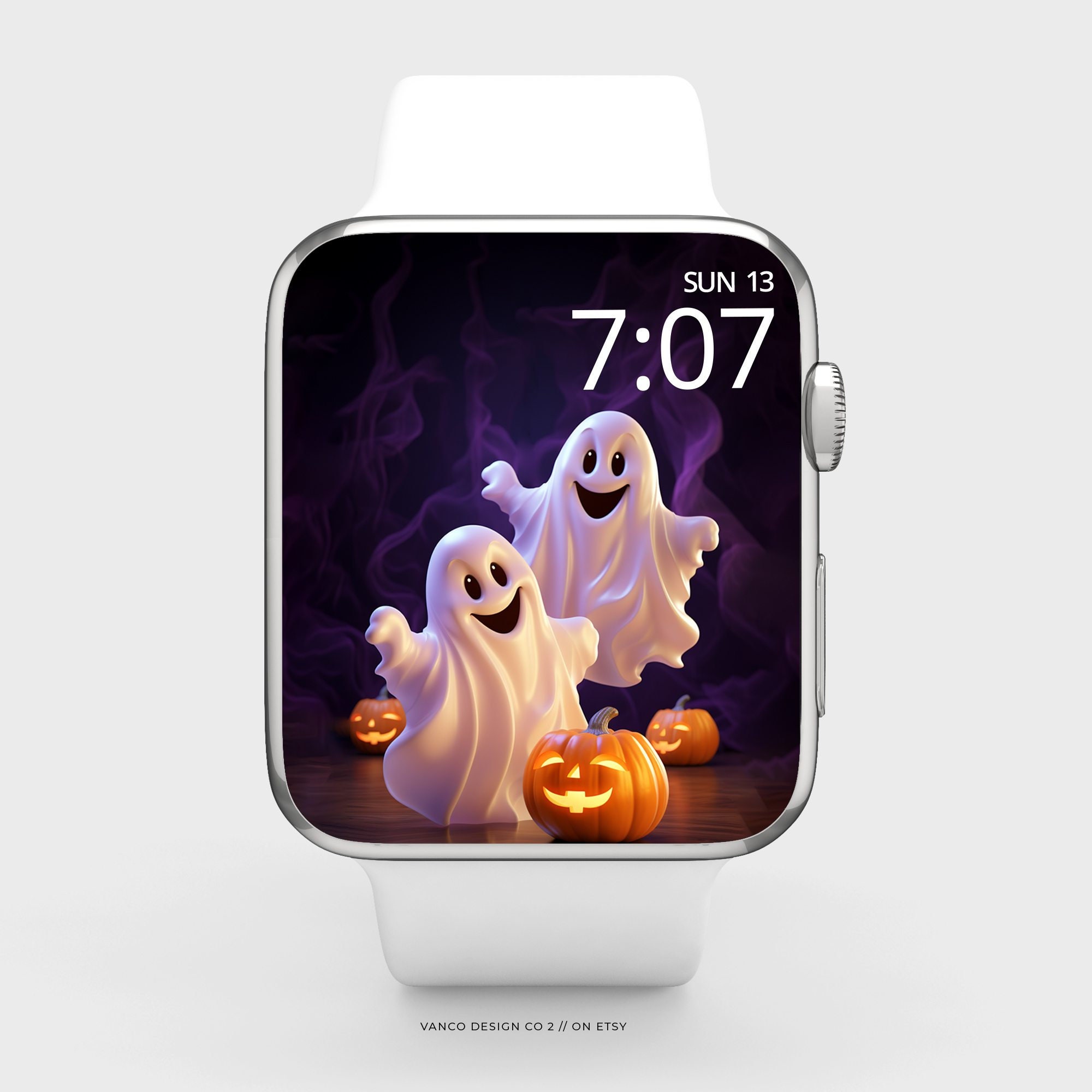 Boo Ghost Apple Watch Face Phone Wallpaper, Cute Happy Autumn Halloween ...