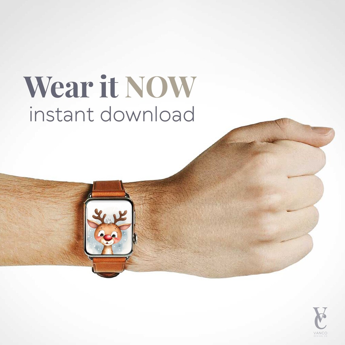 Christmas Reindeer Apple Watch Face Wallpaper, Festive Smartwatch ...