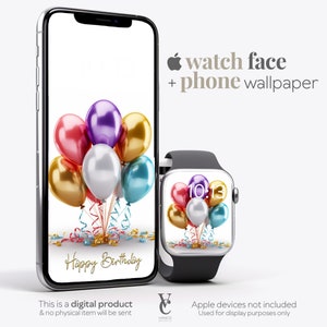 Birthday Balloons Apple Watch Wallpaper, Colourful Custom Smartwatch ...