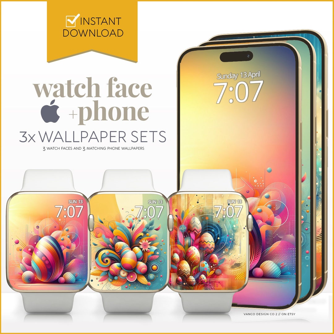 Easter Egg Apple Watch Face Phone Wallpaper, Boho Colorful Smartwatch ...