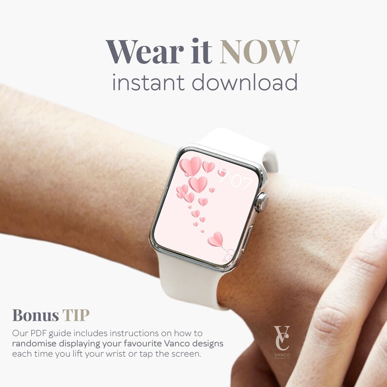 Pink Loveheart Apple Watch Wallpaper, Valentines Day Smartwatch ...