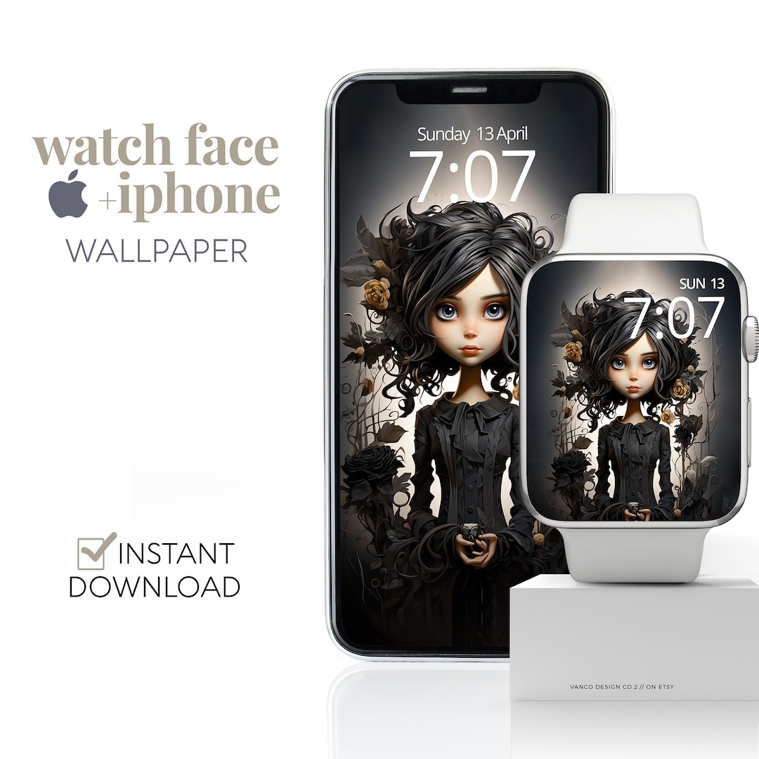 Halloween Gothic Apple Watch Face iPhone Wallpaper, Big Eyes Waif ...