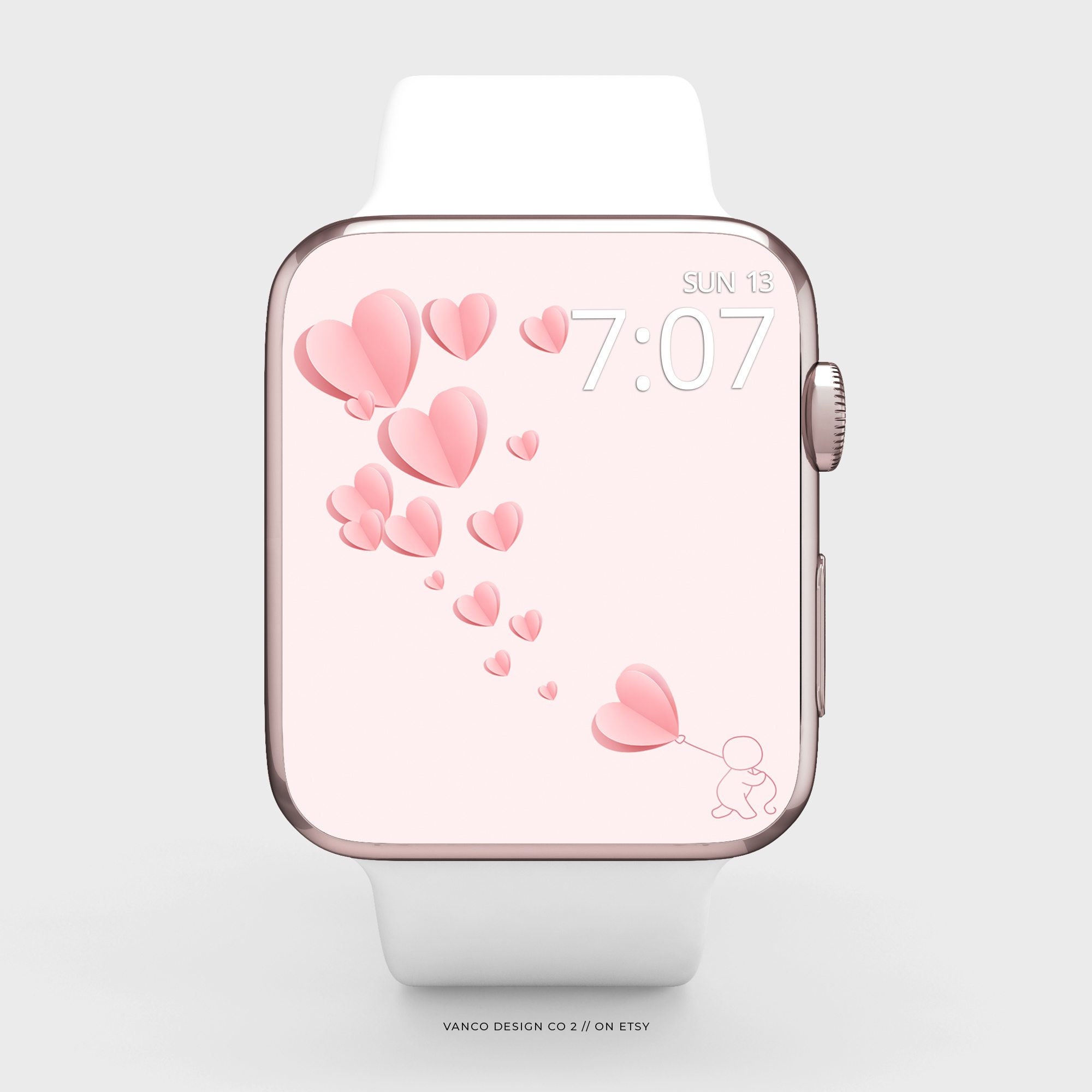 Pink Loveheart Apple Watch Wallpaper, Valentines Day Smartwatch ...
