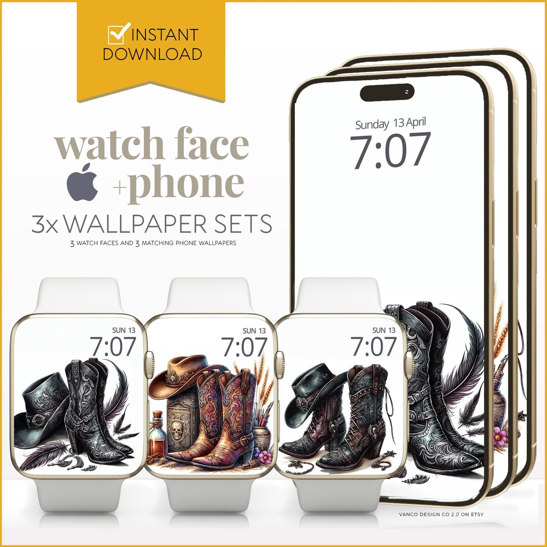 Western Gothic Apple Watch Face Phone Wallpaper, Americana Country Goth ...