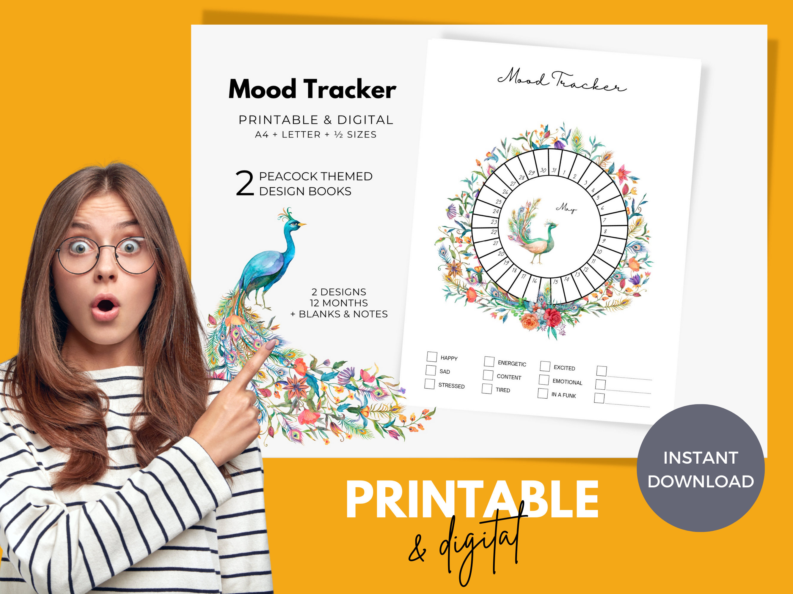 Mood Tracker Bundle Pack Printable, DBT Mood Chart Journal Self Care ...