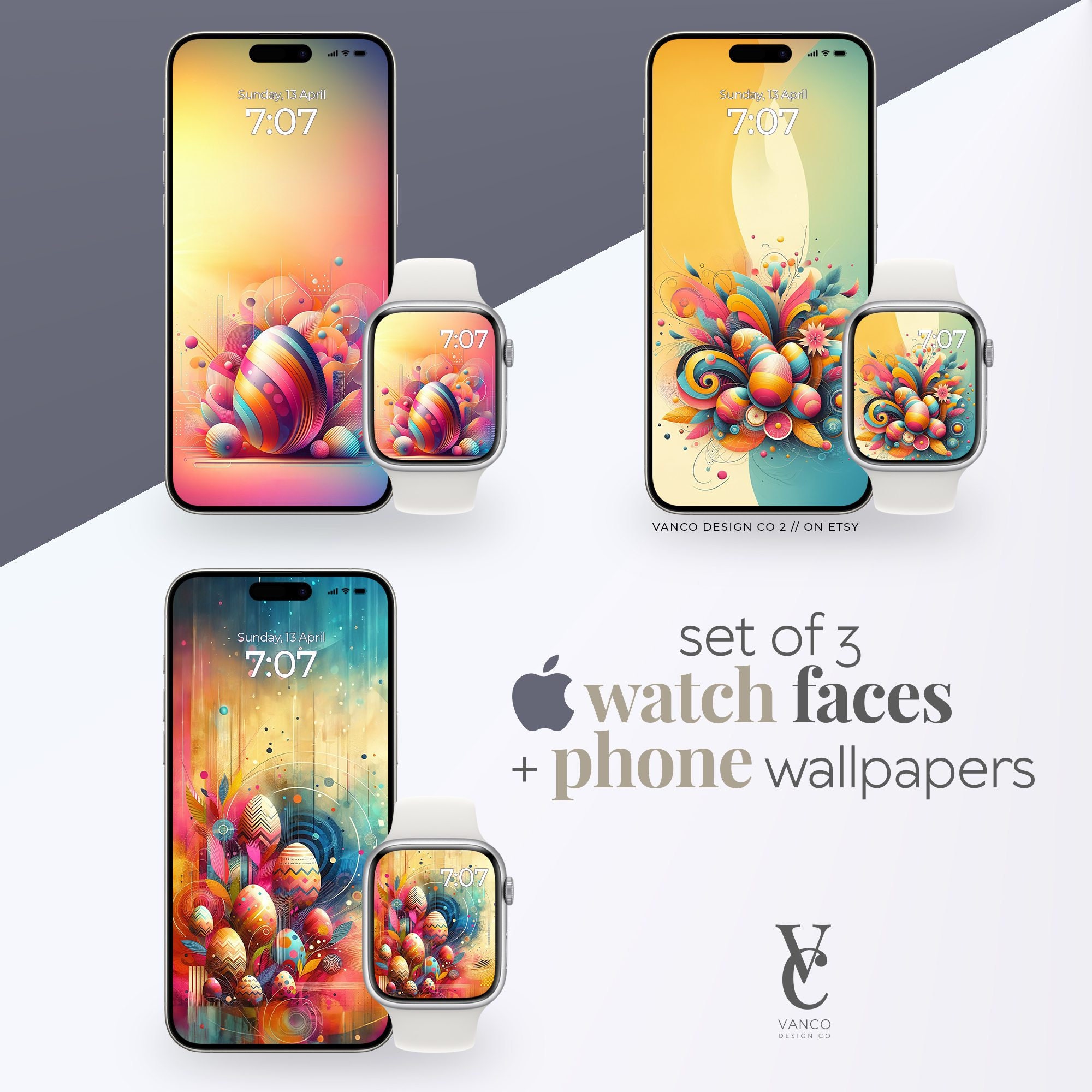 Easter Egg Apple Watch Face Phone Wallpaper, Boho Colorful Smartwatch ...