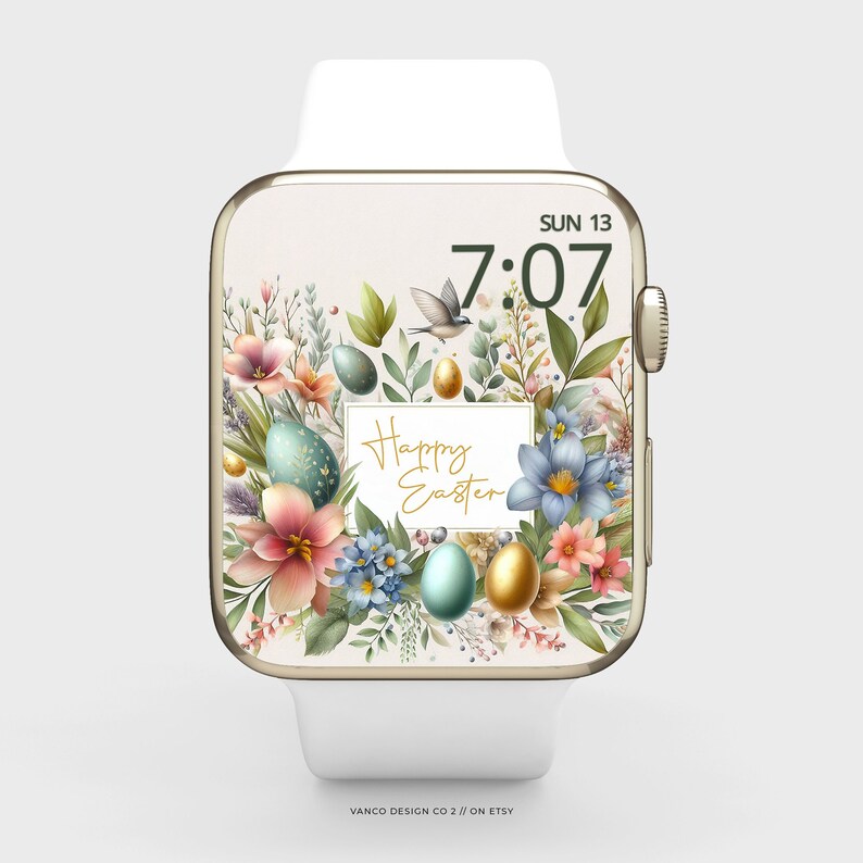 Easter Apple Watch Face Phone Wallpaper, Vintage Floral Smartwatch ...
