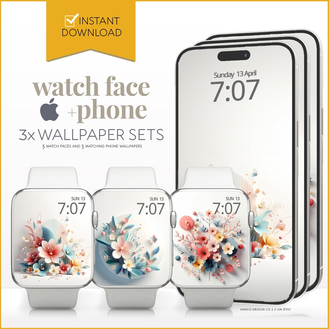 Spring Floral Apple Watch Face Phone Wallpaper, Botanical Smartwatch ...