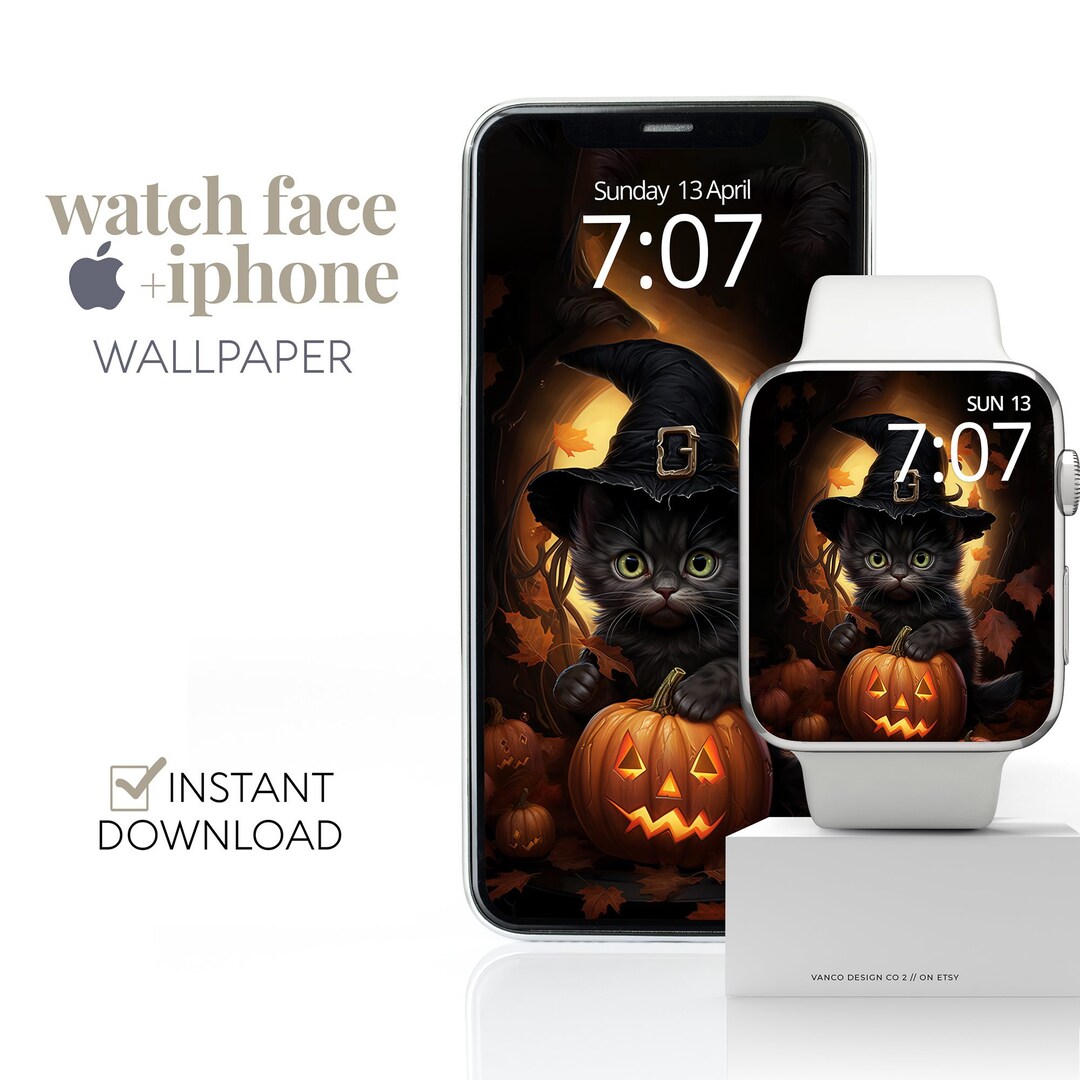 Black Cat Apple Watch Phone Wallpaper Halloween Watch Face, Fall Autumn ...