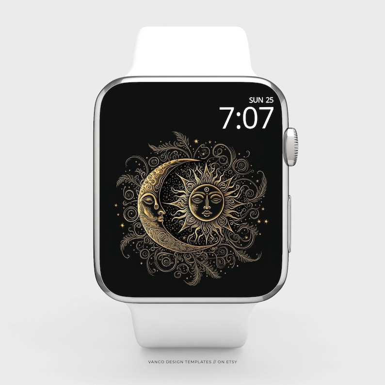 Celestial Apple Watch Wallpaper, Sun and Moon Smartwatch Background ...