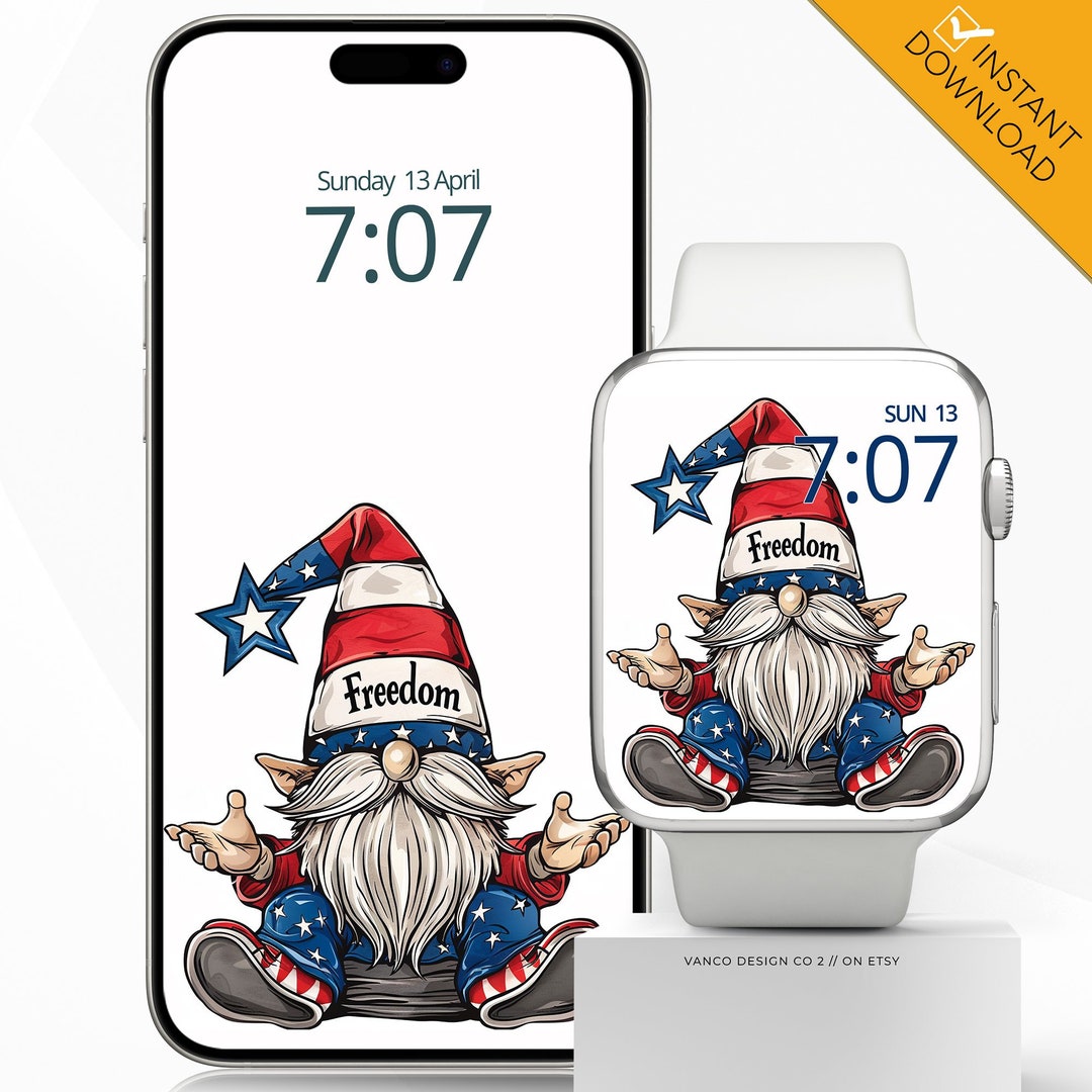 American Flag Gnome Apple Watch Face Wallpaper 4th July, Patriotic ...