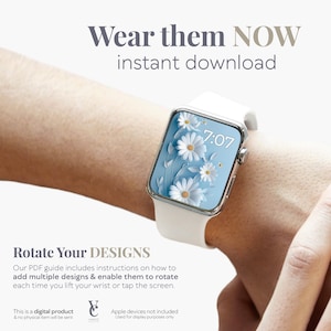 Daisies Apple Watch Face Phone Wallpaper, Baby Blue Spring Floral ...