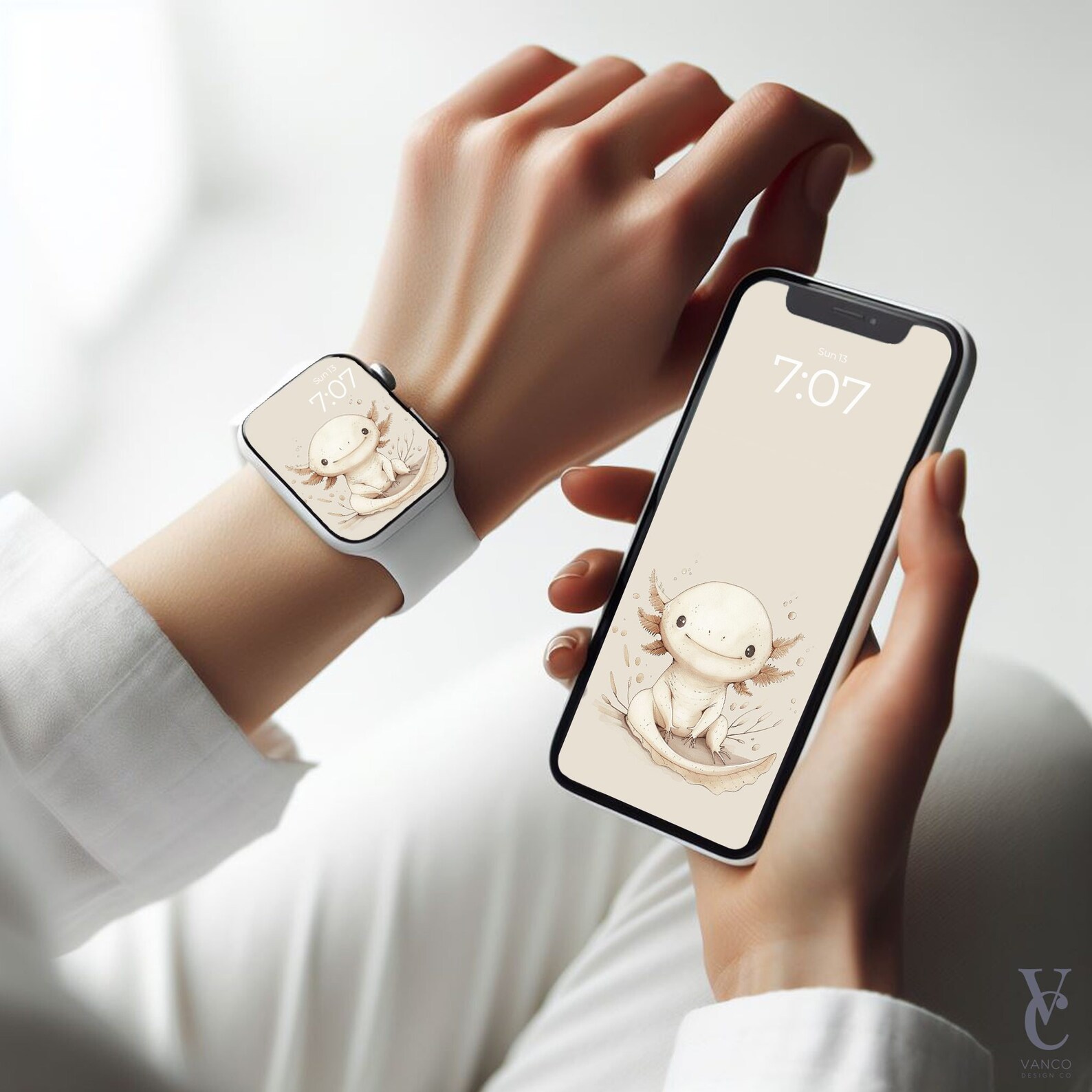 Axolotl Apple Watch Face Phone Wallpaper, Cute Salamander Illustration ...