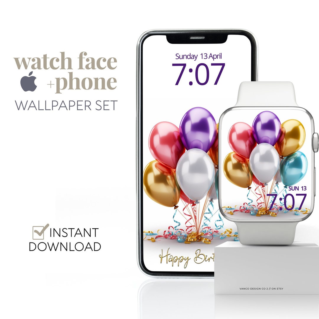 Birthday Balloons Apple Watch Wallpaper, Colourful Custom Smartwatch ...