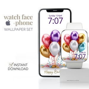 Birthday Balloons Apple Watch Wallpaper, Colourful Custom Smartwatch ...