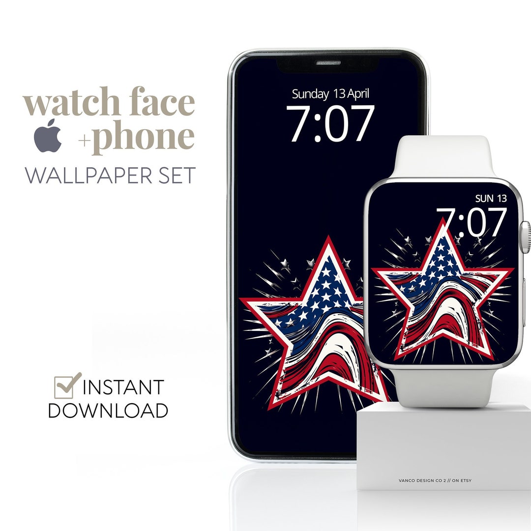 American Flag Apple Watch Face Wallpaper 4th July, Patriotic Rustic ...