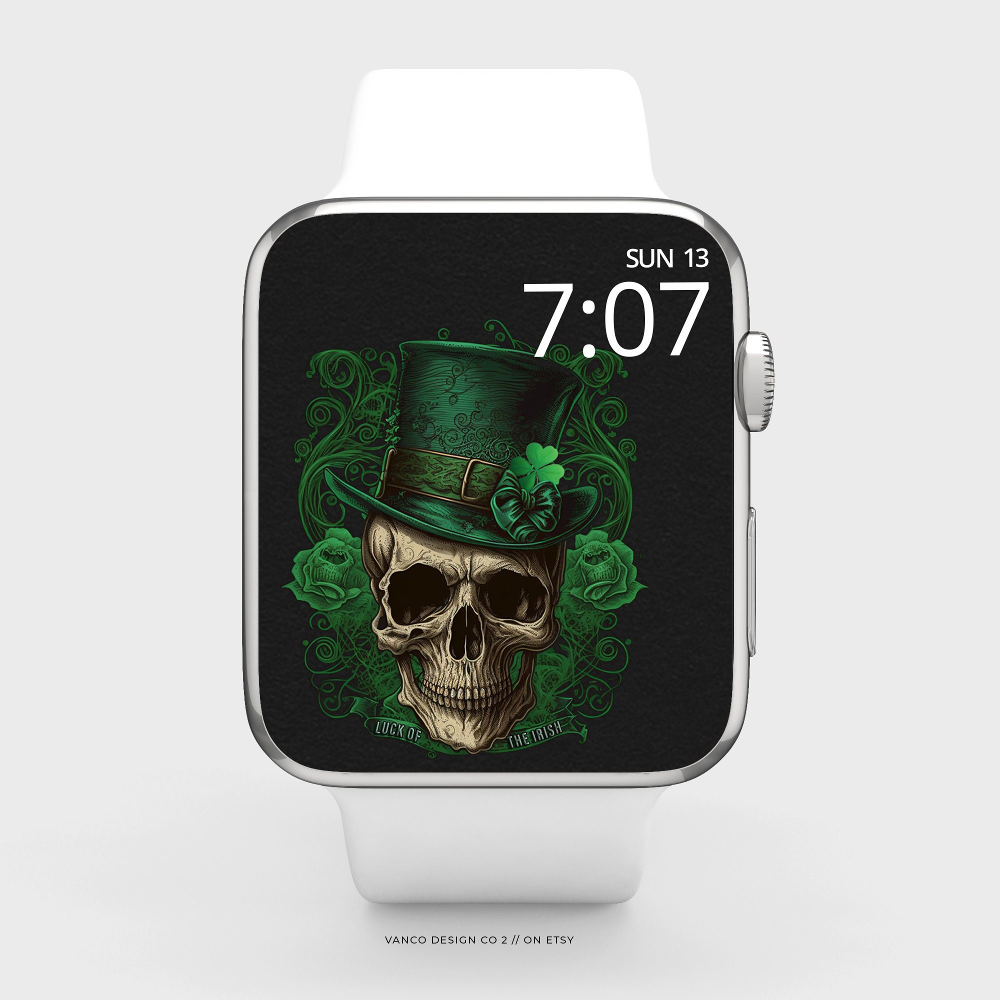 St Patricks Day Apple Watch Wallpaper, Leprechaun Skull Smartwatch ...
