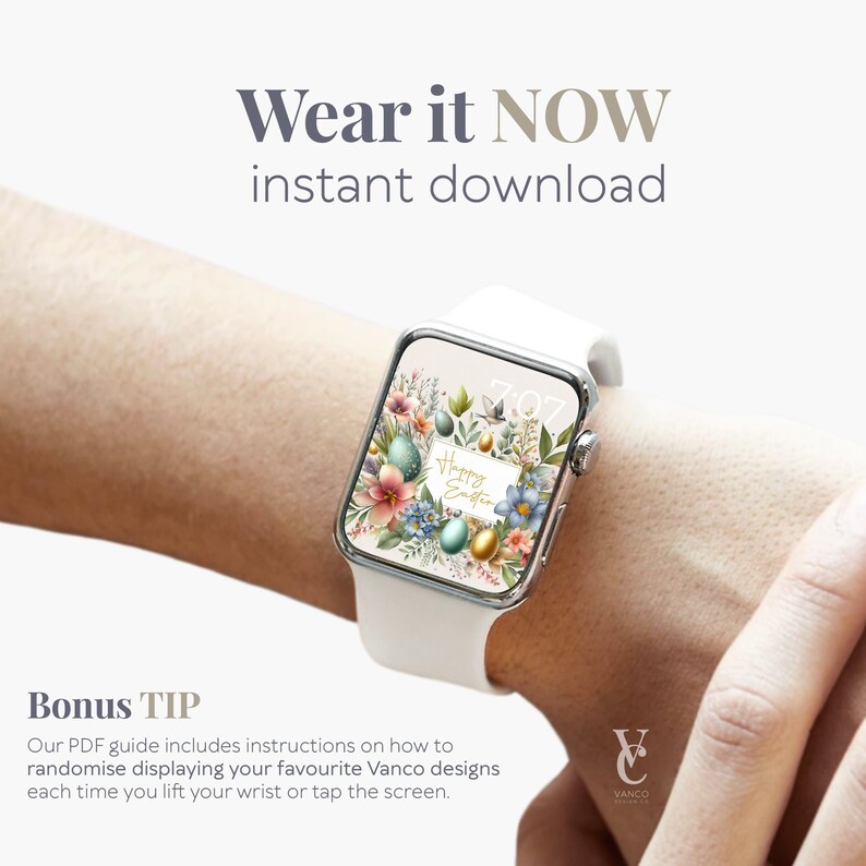 Easter Apple Watch Face Phone Wallpaper, Vintage Floral Smartwatch ...