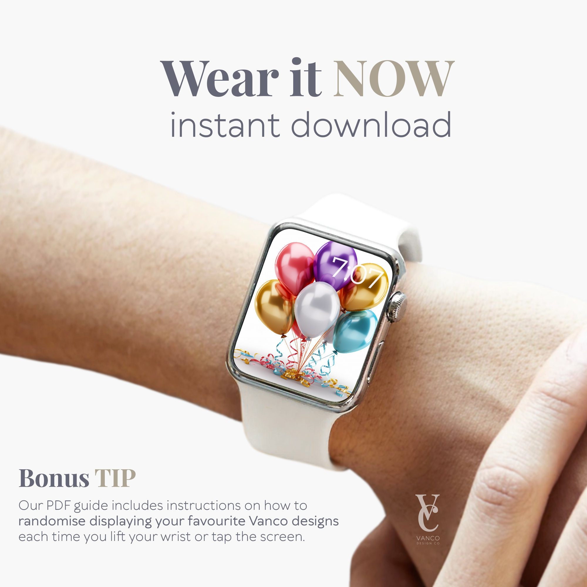 Birthday Balloons Apple Watch Wallpaper, Colourful Custom Smartwatch ...