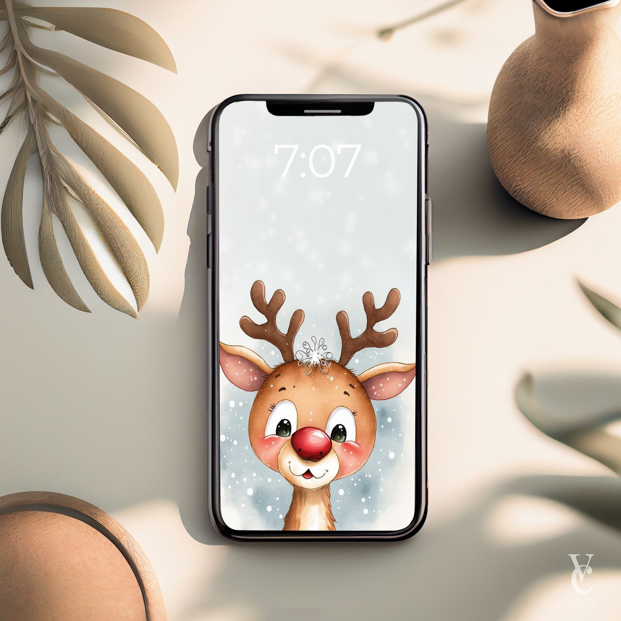Christmas Reindeer Apple Watch Face Wallpaper, Festive Smartwatch ...