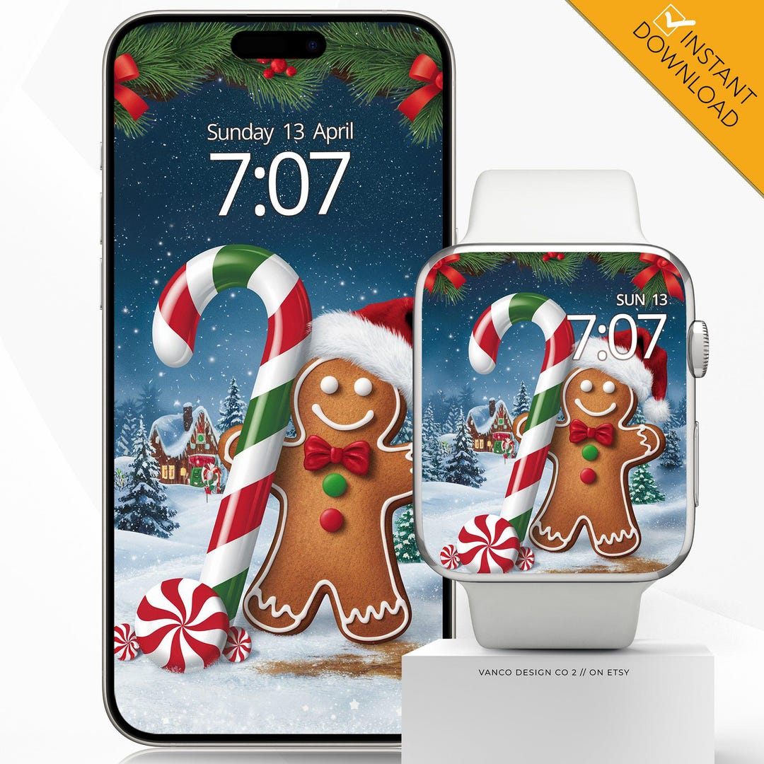 Gingerbread Man Apple Watch Face Christmas Phone Wallpaper Background ...