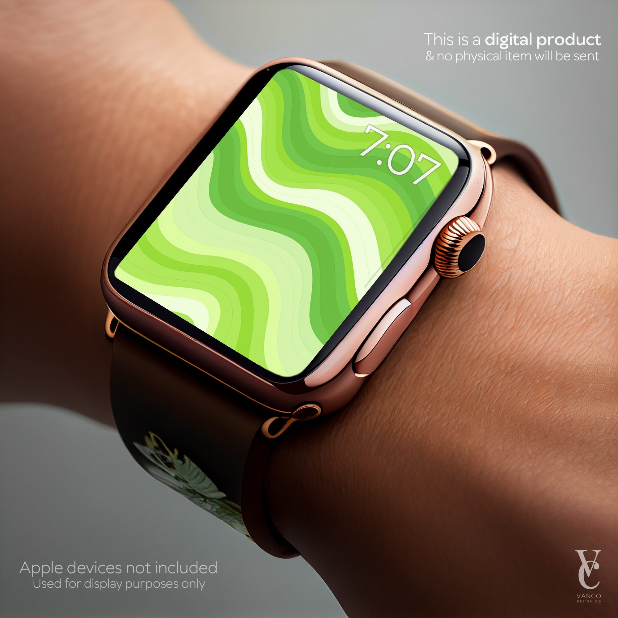 Wavy Apple Watch Face & Phone Wallpaper, Trendy Retro Waves Sage ...
