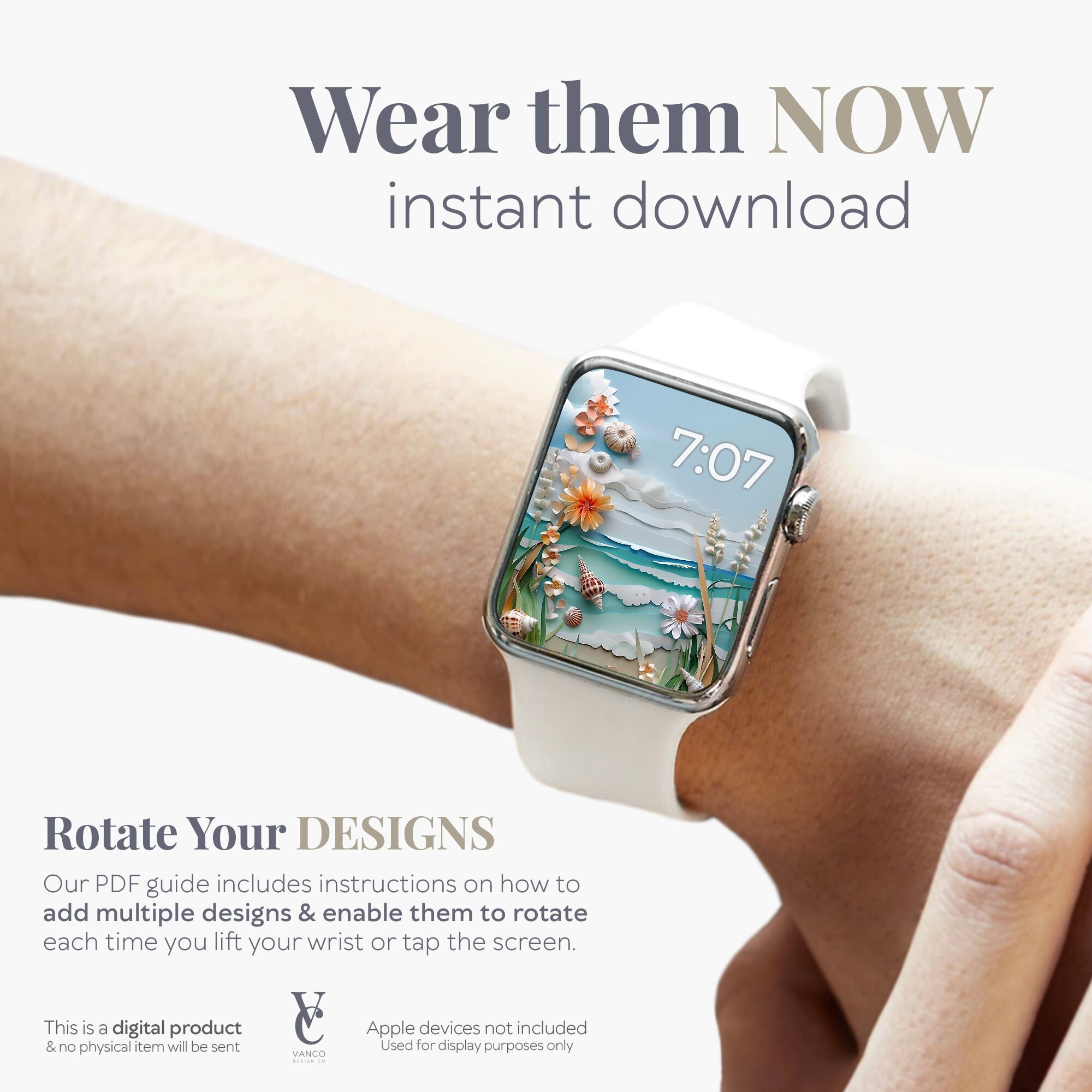 Summer Fun Phone & Apple Watch Wallpaper, Shells Sand Beach Vacation ...