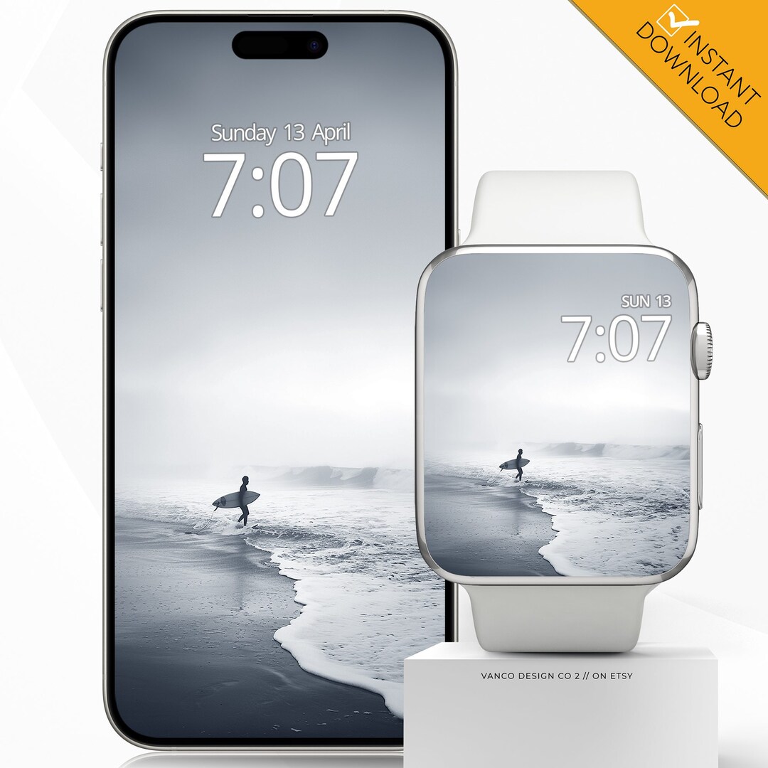Surfs up Phone & Apple Watch Wallpaper, Ocean Surfer Smartwatch ...