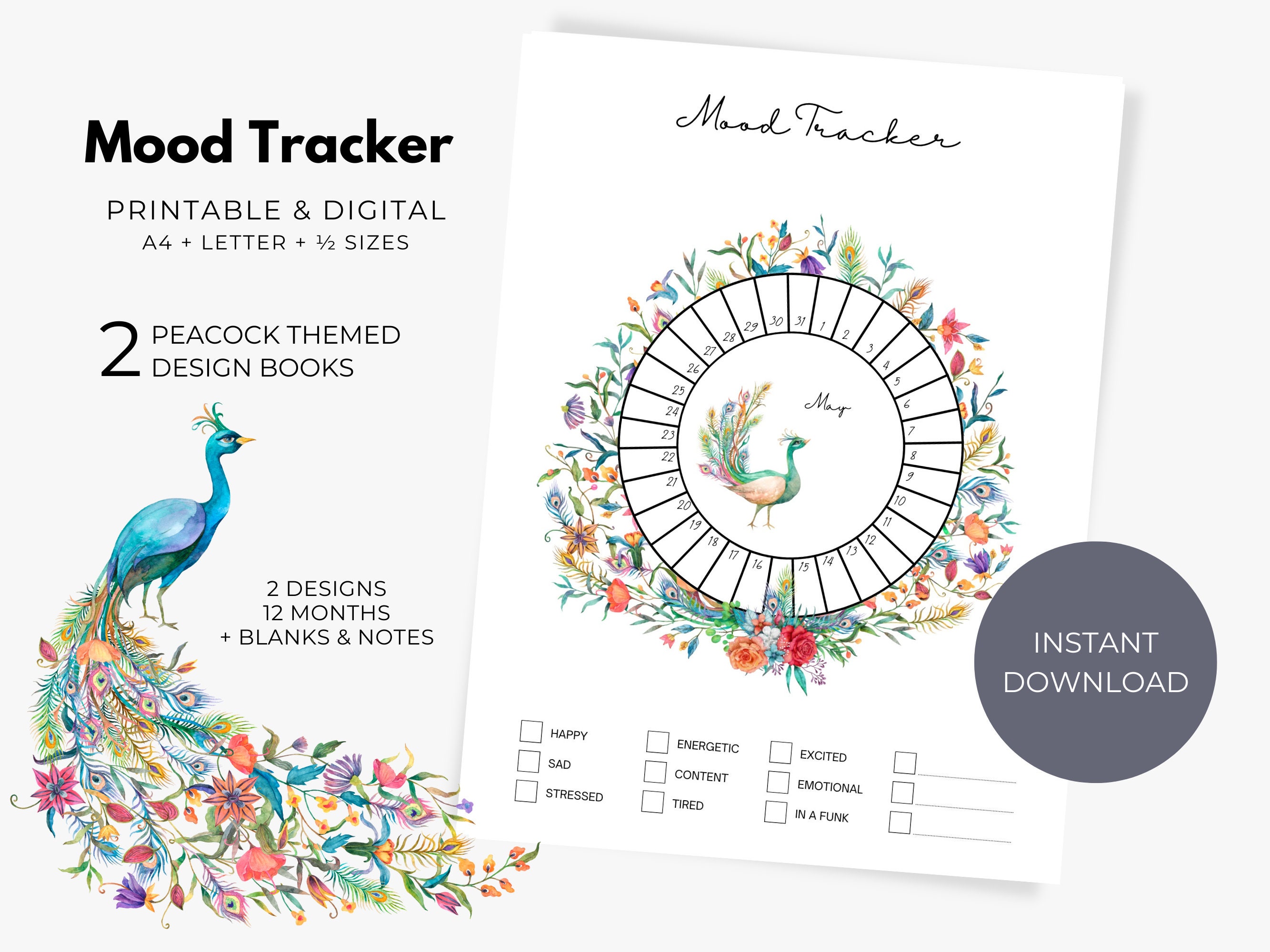 Mood Tracker Bundle Pack Printable, DBT Mood Chart Journal Self Care ...