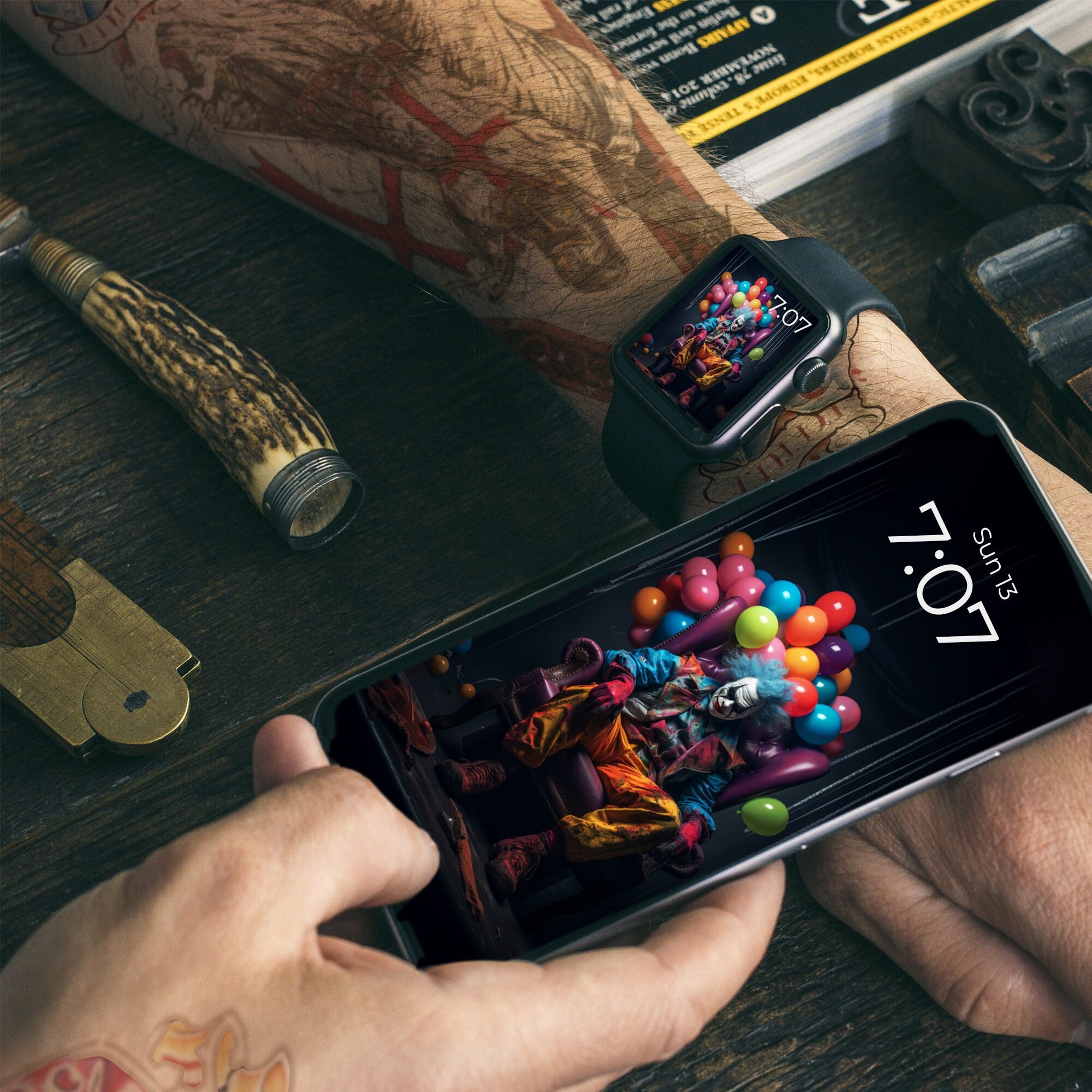 Creepy Circus Clown Apple Watch Face Halloween Phone Wallpaper Set ...