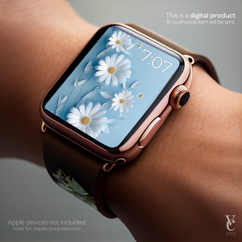 Daisies Apple Watch Face Phone Wallpaper, Baby Blue Spring Floral ...