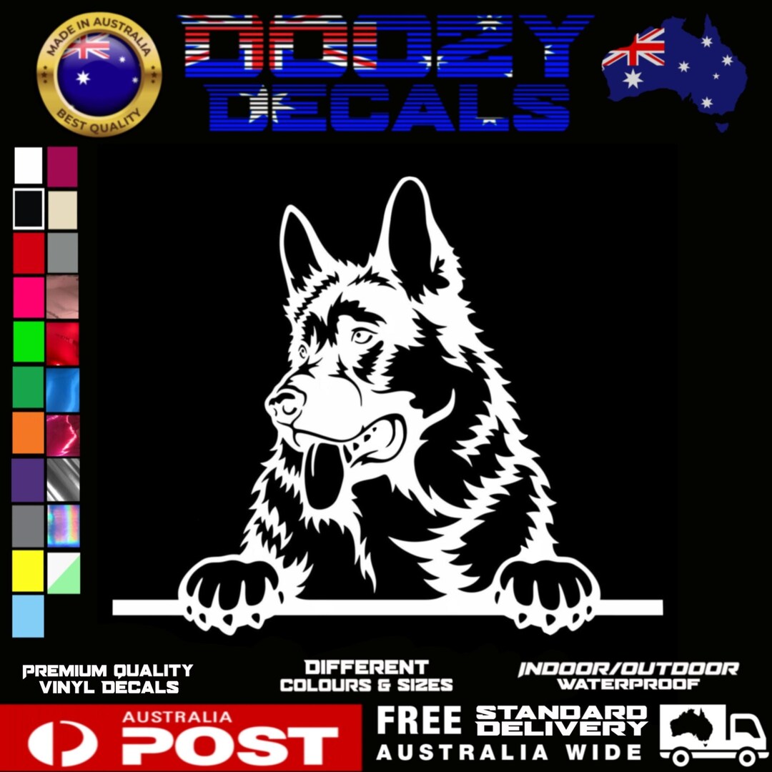 German Shepherd Peeking Dog Vinyl Decal Sticker, Dog Sticker, Peeking ...