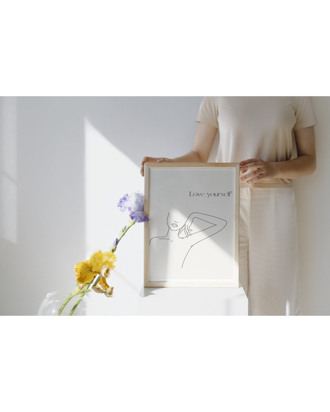 Line Art Minimalist Empowering Love Yourself - Etsy