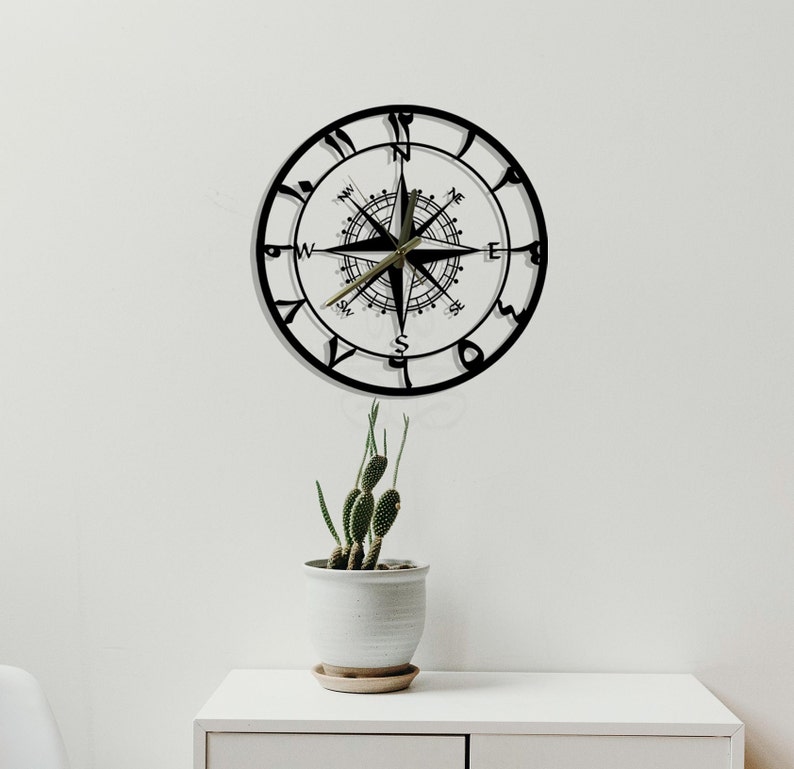 Metal Compass Wall Clock: Islamic Art, Arabic Calligraphy, Ramadan ...