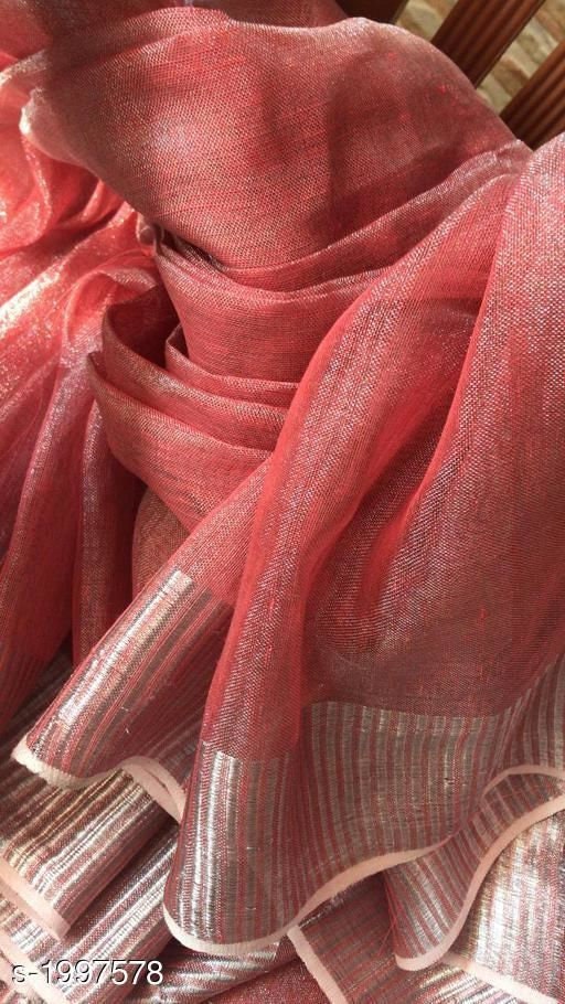 Pure Tissue Linen Saree Handwoven Saree Zari Border Organic Linen by ...