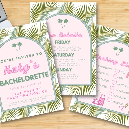 ALANI Tropical Bachelorette Invitation & Itinerary Template - Etsy