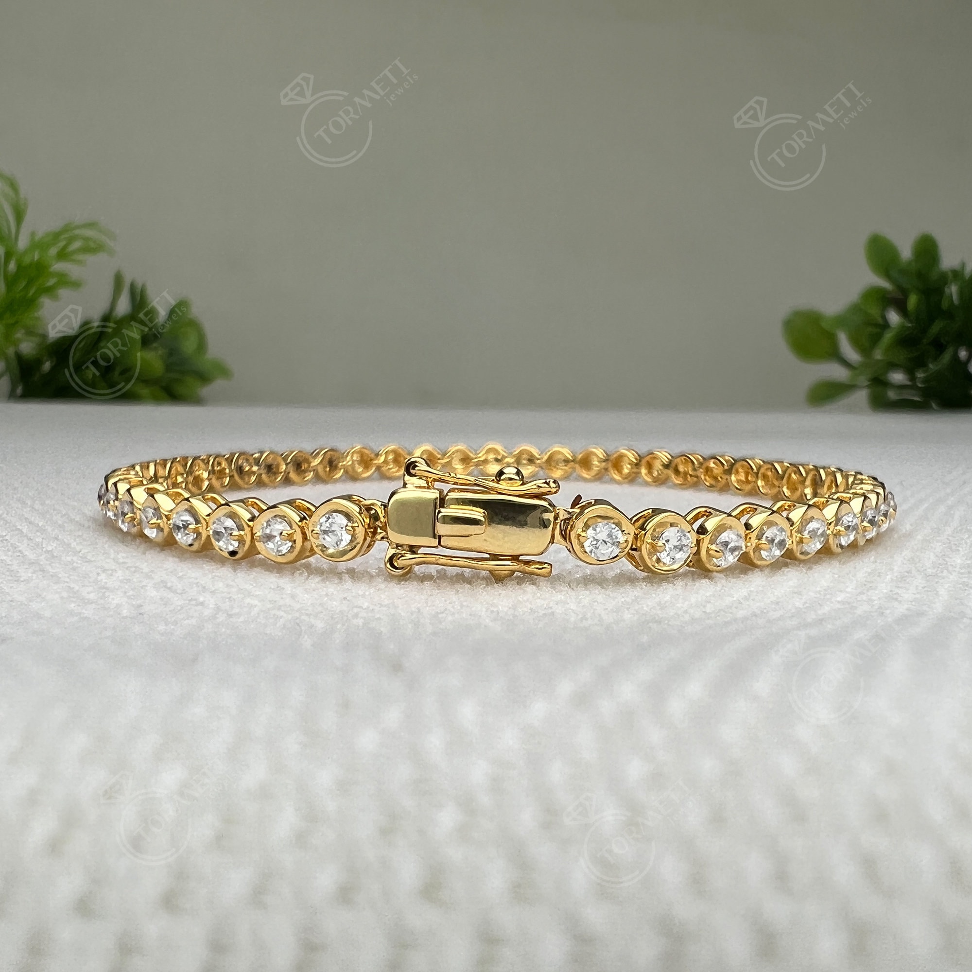 Diamond Bracelet / Bezel Set Diamond Bracelet / Moissanite - Etsy