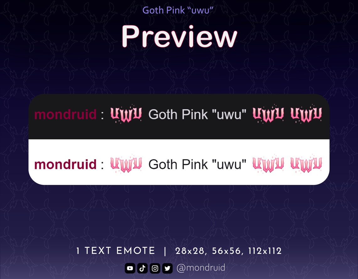 TEXT EMOTE | Pink Goth Text | Twitch | Youtube | Discord | Streamer ...