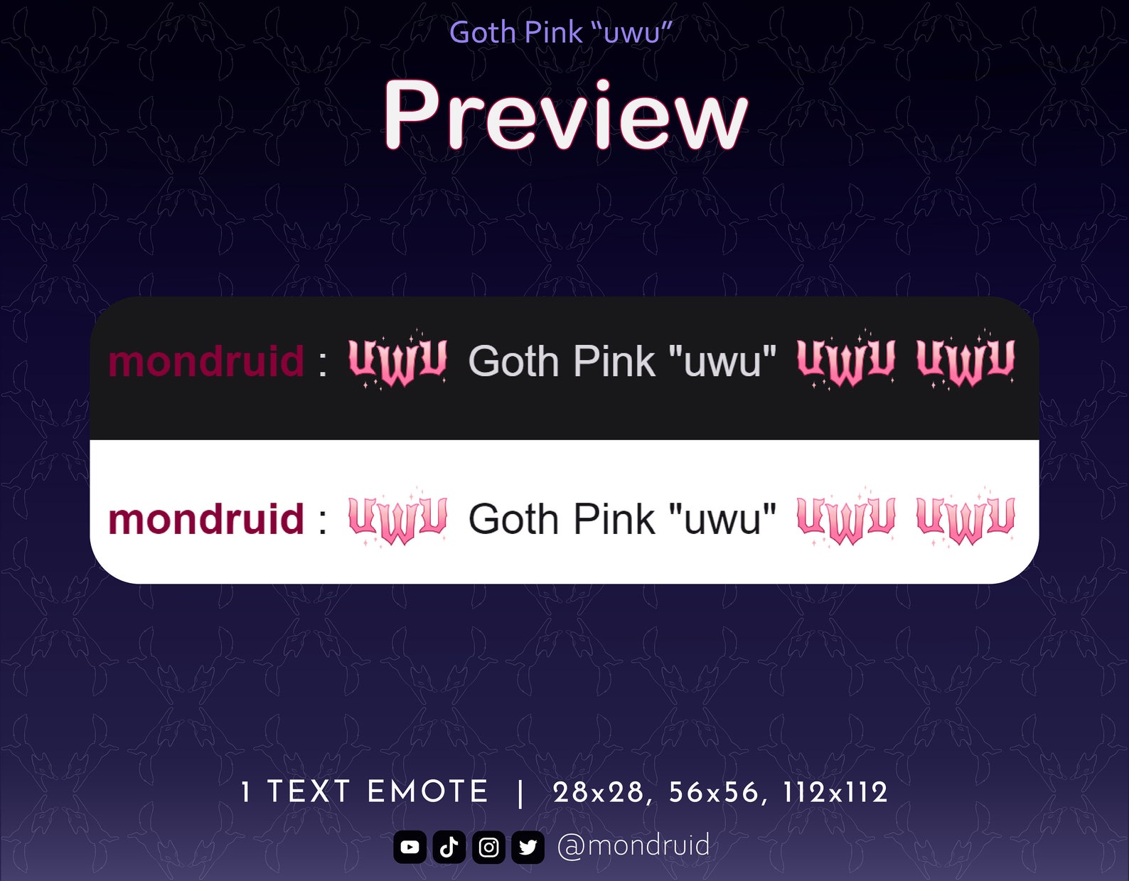 TEXT EMOTE | Pink Goth Text | Twitch | Youtube | Discord | Streamer ...